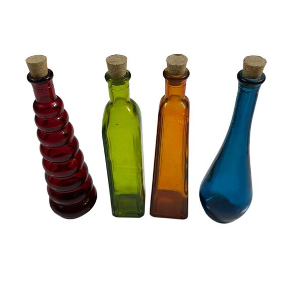 Title Unknown | Accents | Set Of 4 Colored Oil Vases Red Green Orange ...